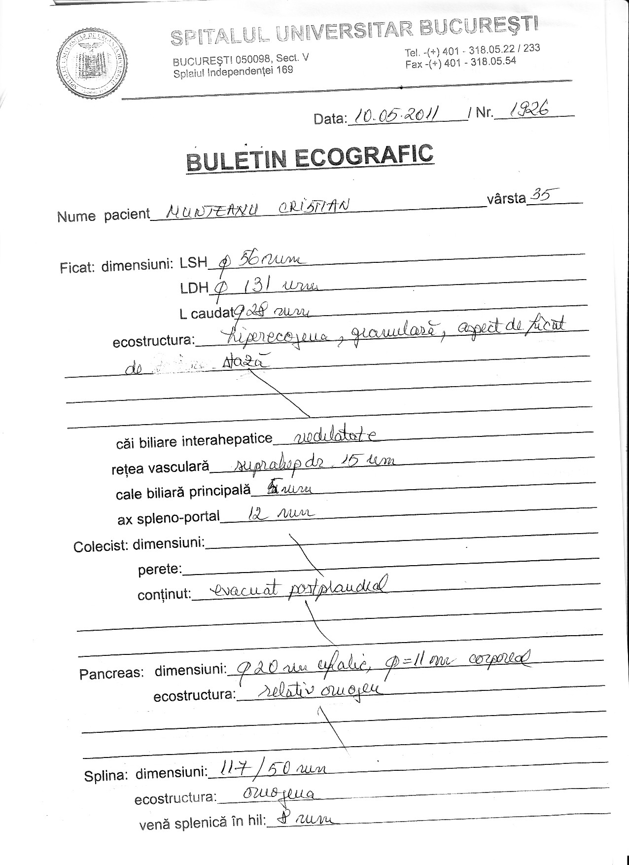 Buletin de analize medicale S.U.U.B . 19.05.2011 (Biochimie,Coagulare ...